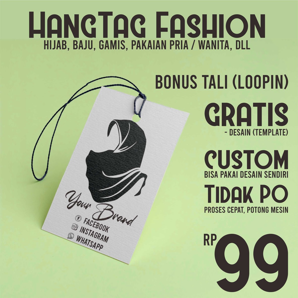 Jual Hang tag Custom / Hangtag Baju / Hang Tag Hijab Custom / Hangtag ...