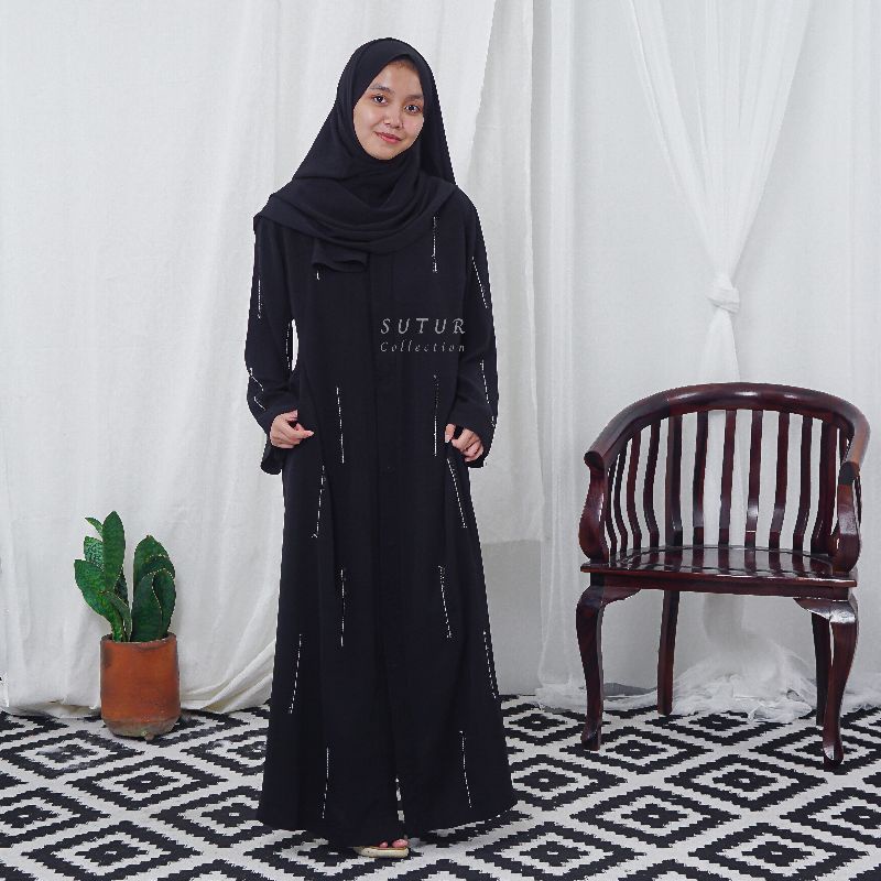 Jual SUTUR ABAYA HITAM GAMIS HITAM GAMIS SYARI | Shopee Indonesia