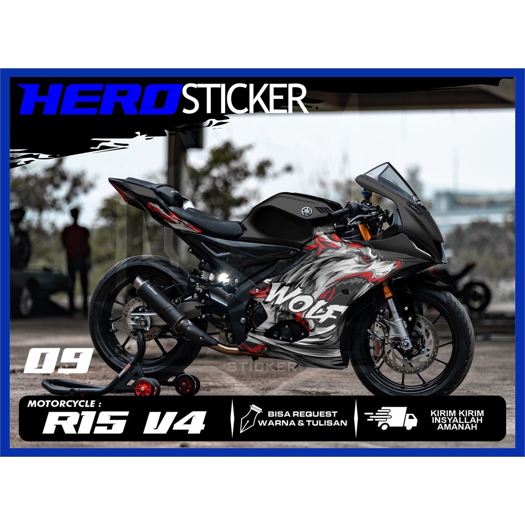 Jual Sticker Decal Yamaha R15 V4, Sticker Decal R15 V4 Variasi WOLF R15 ...