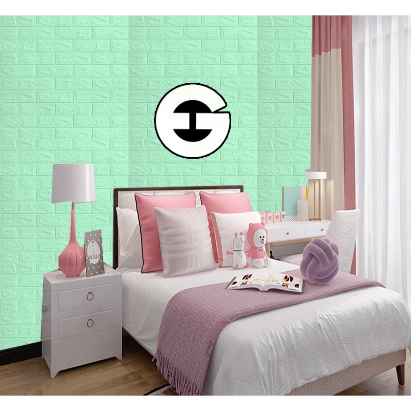 Jual WA Wallpaper Foam Bata Warna Hijau Tosca Premium Wallpaper ...