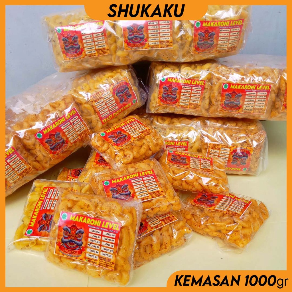 Jual SHUKAKU Makaroni Level Rasa Pedas Level 02 Kemasan 1kg isi 24pcs ...
