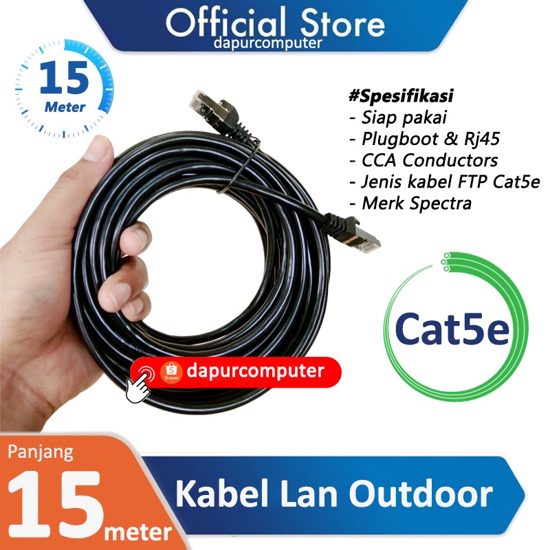 Jual Kabel Lan 15 Meter Outdoor FTP Cat5e Spectra Wifi Internet Terbaik ...