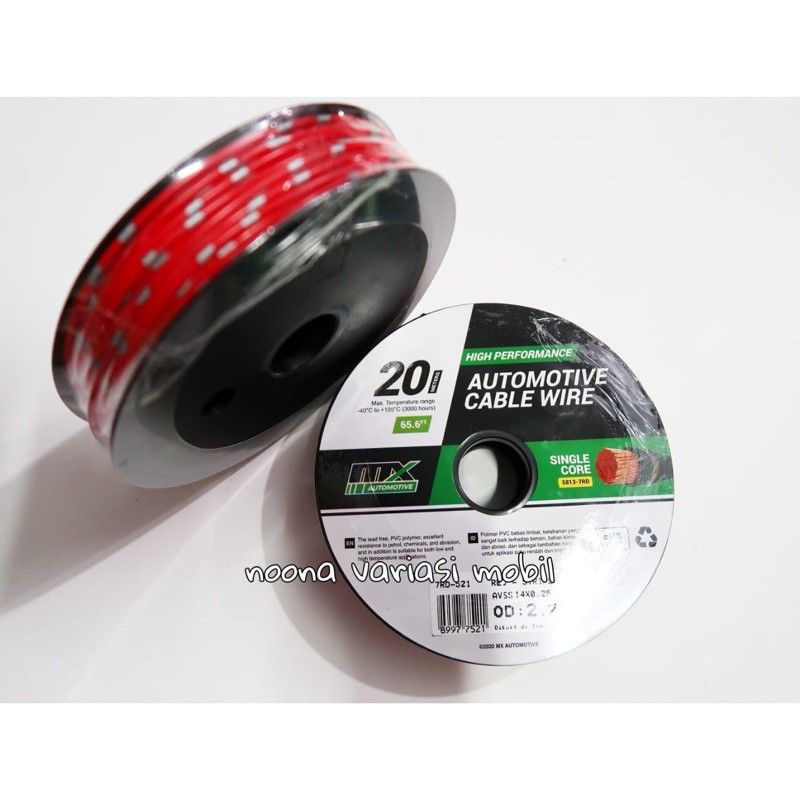 Jual kabel bintik serabut 20 meter merah MX automotive cable wire ...