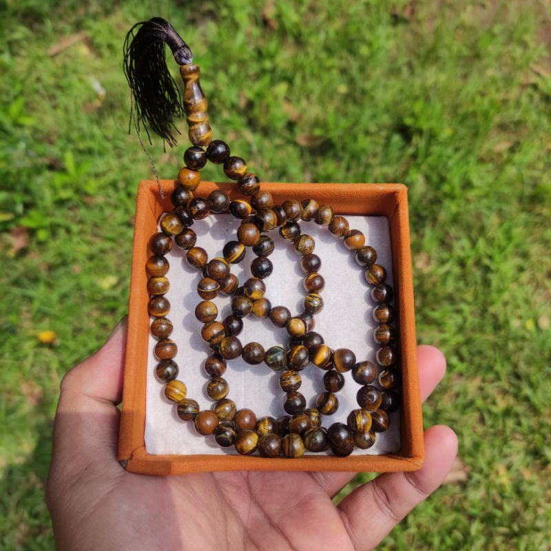 Jual TASBIH BATU MACAN LODAYA / TIGER EYE 100 % NATURAL FREE CINCIN ...
