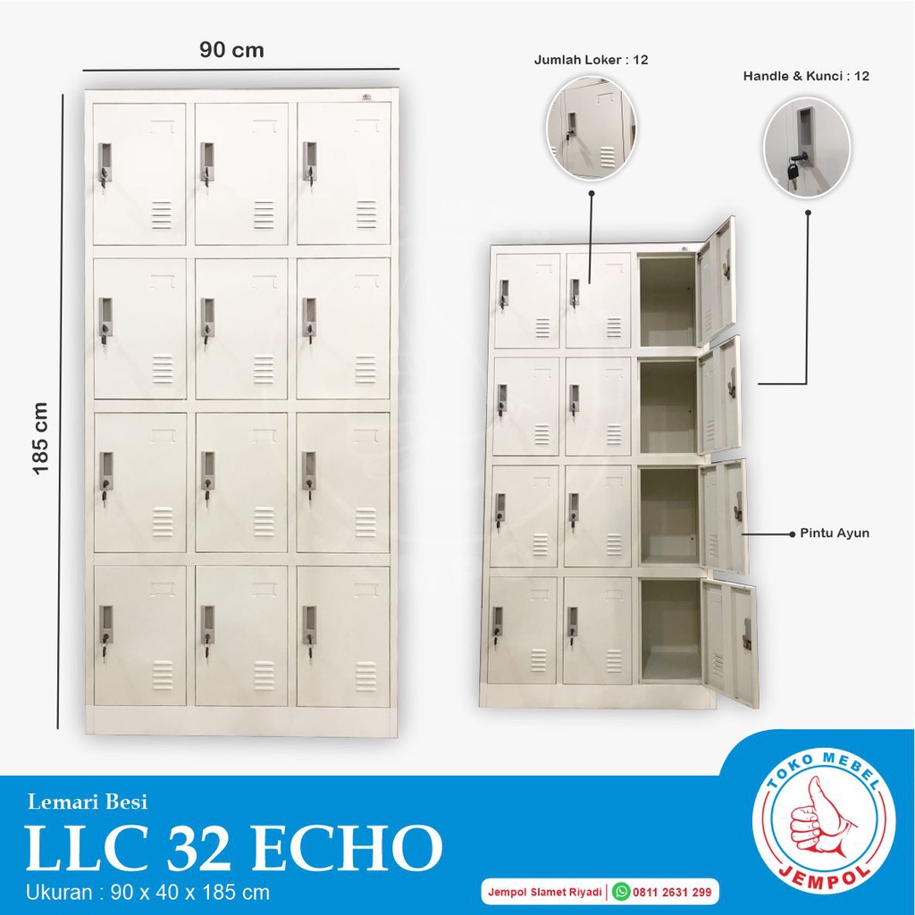 Jual Lemari Besi LLC-32 ECHO IMPORT/Locker 12 Pintu/Loker Pakaian 4 ...