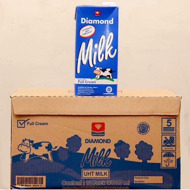 Jual UHT Diamond Plain Full Cream 1000ml (1 karton isi 12pcs) | Shopee ...