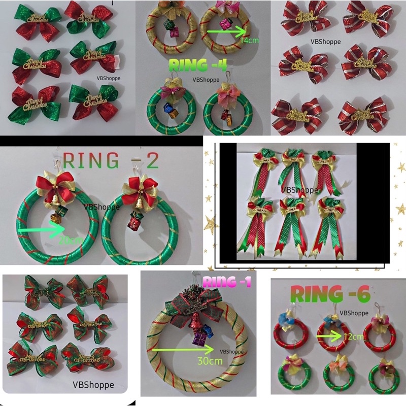 Jual ANEKA PERNAK PERNIK PITA RING NATAL GOLD EMAS HIJAU GLITTER HIASAN ...