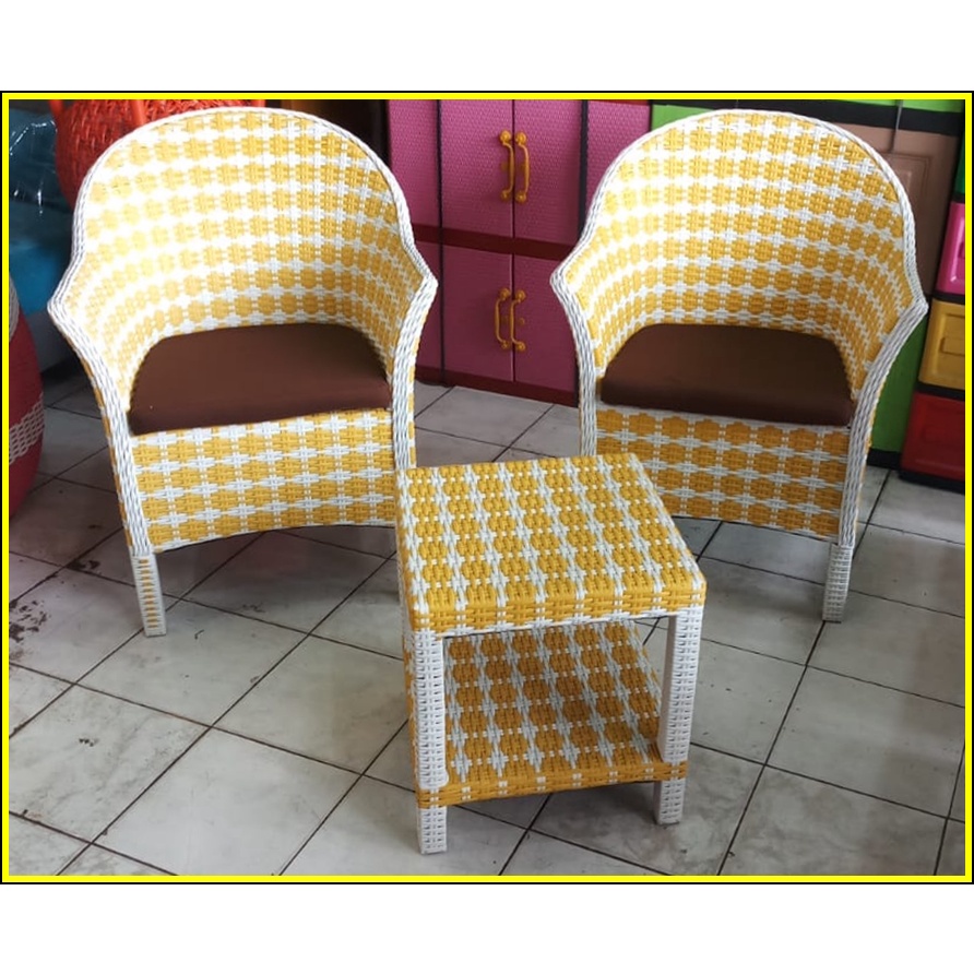 Jual Kursi Rotan Anyaman sintetis Bangku Segi Rotan minimalis | Shopee ...
