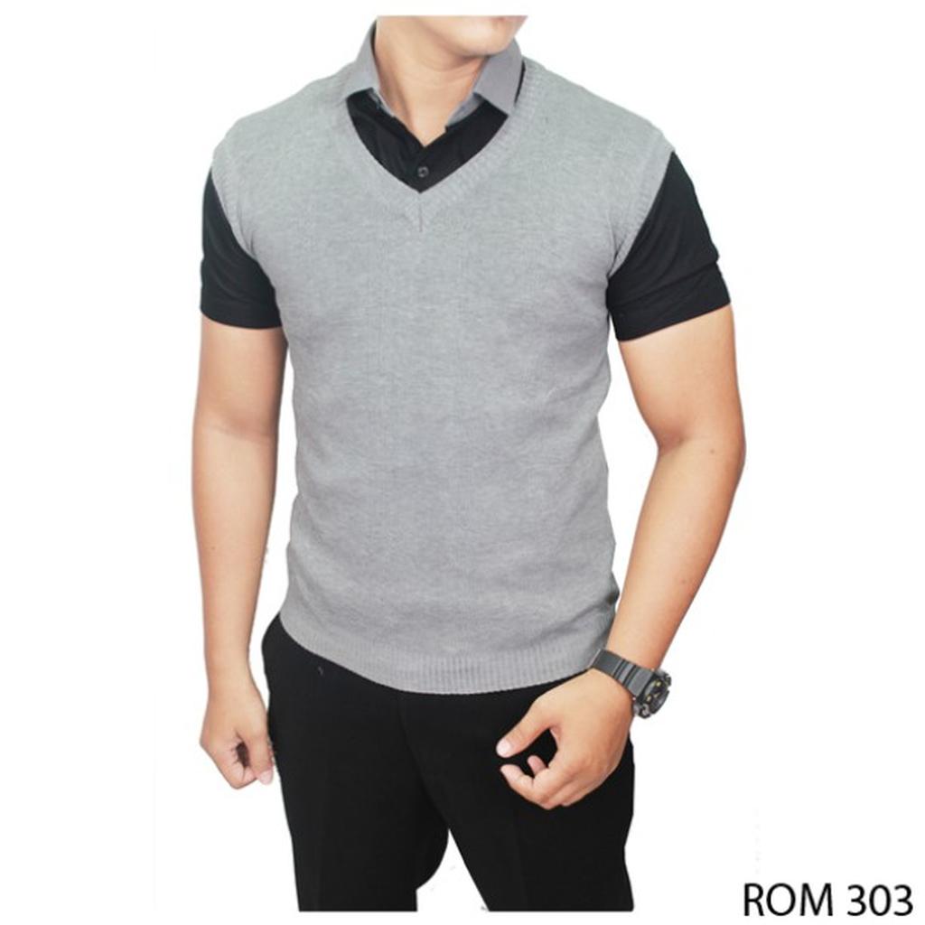 Jual Rompi Pria Casual Male Vests Rajut Abu Muda - ROM 303 | Shopee ...