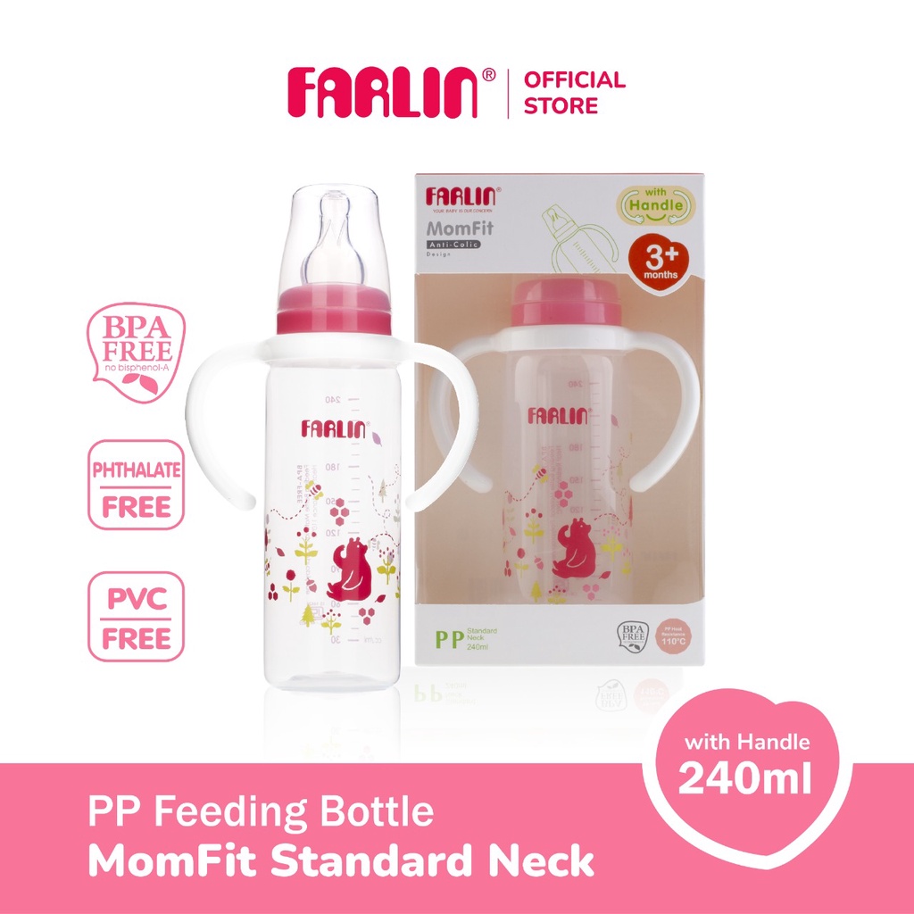 Jual Farlin MomFit PP Standard Neck Feeding Bottle with Handle 240 ml ...