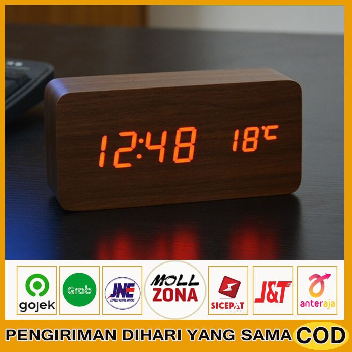 Jual JAM MEJA KAYU ALARM LED WOOD JAM MEJA DIGITAL MOTIF & 1299 ...