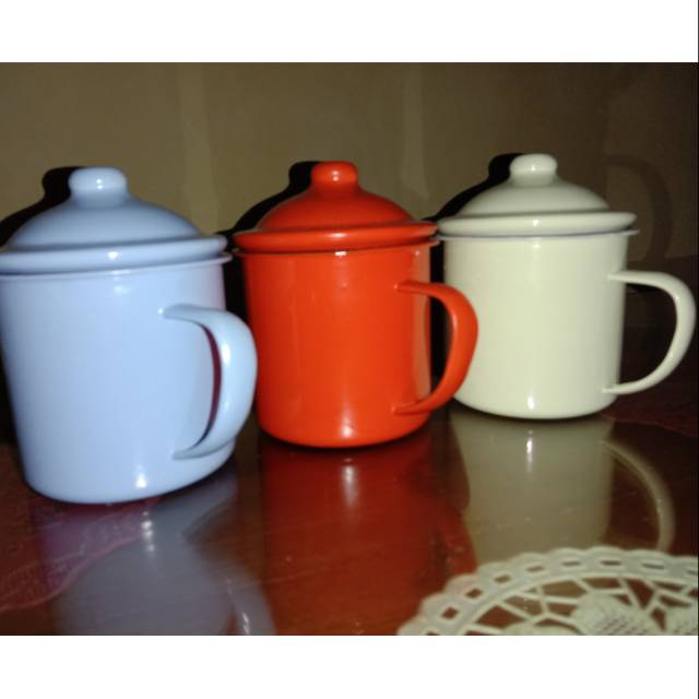 Jual Cangkir enamel polos 8cm, tempt air minum jadul seng/enamel ...