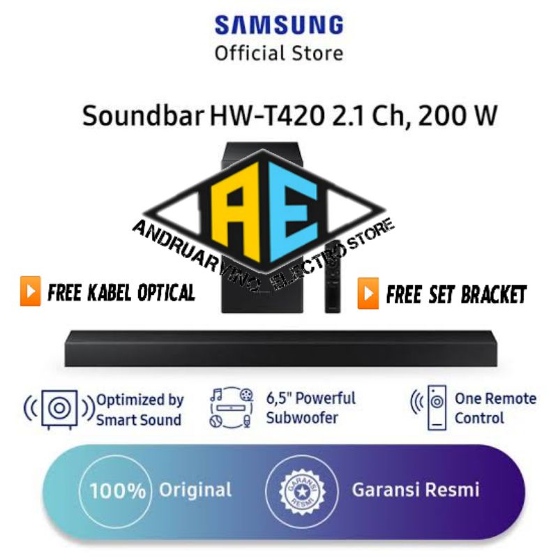 Jual SAMSUNG SOUNDBAR HW-T420 SOUNDBAR 2.1CH SURROUND BLUETOOTH DOLBY ...