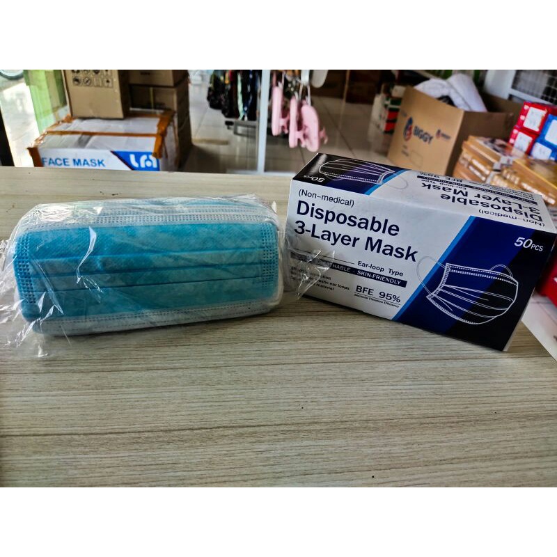 Jual Masker Sekali Pakai Earloop Cantol Biru Isi50 | Shopee Indonesia