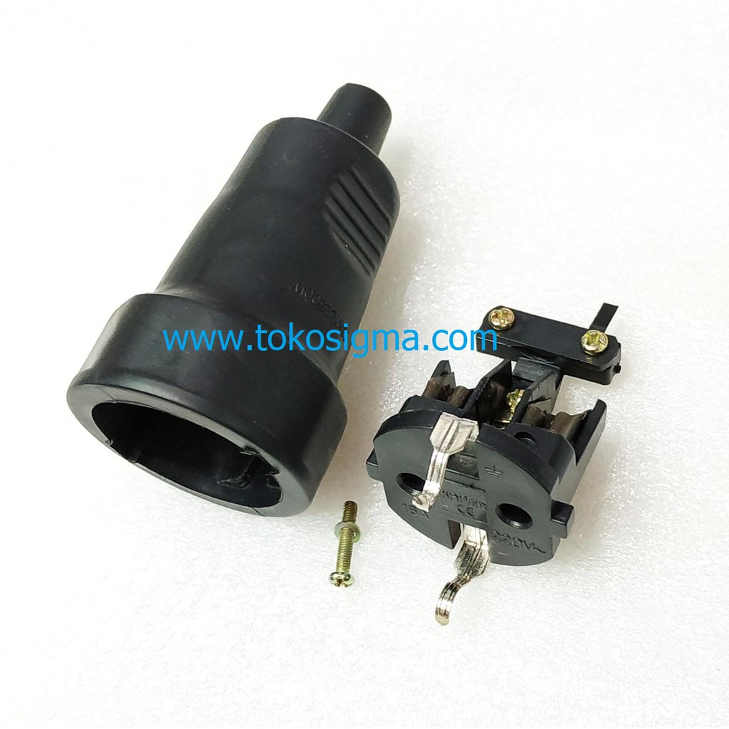 Jual Colokan Schuko EU Female DIY Rewire Contra Steker Karet 16A 220V ...