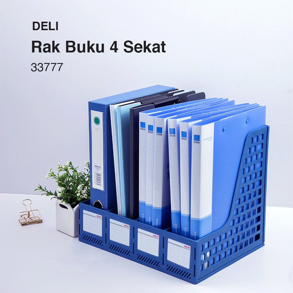 Jual Deli Rak Buku / Box File 4 Sekat Tahan Lama 33777 | Shopee Indonesia
