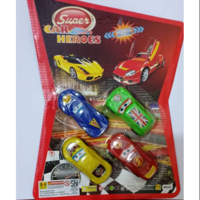 Jual Mobil Super Car Heroes isi 4 pcs pullback McQueen ( MK001 ) | Shopee Indonesia