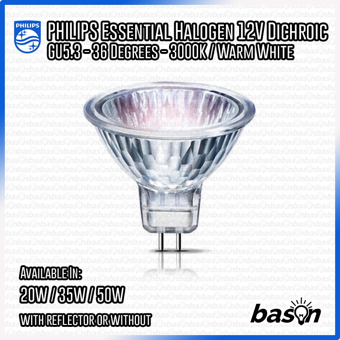 Jual Philips Halogen spot Ess MR16 20W atau 35W atau 50W GU5.3 12V 36D - Cahaya KUNING | Shopee ...
