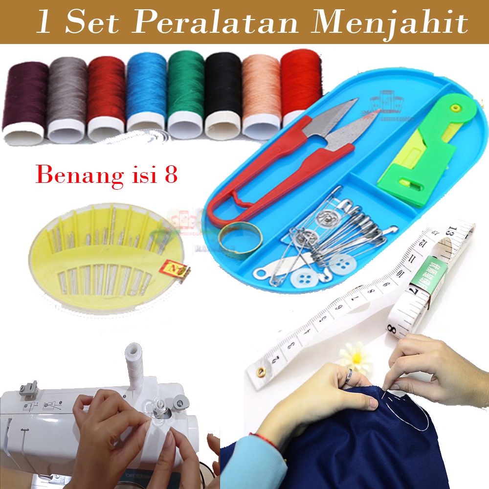 Jual Alat Jahit 1 Set Peralatan Menjahit Lengkap Kemasan Kotak Benang ...
