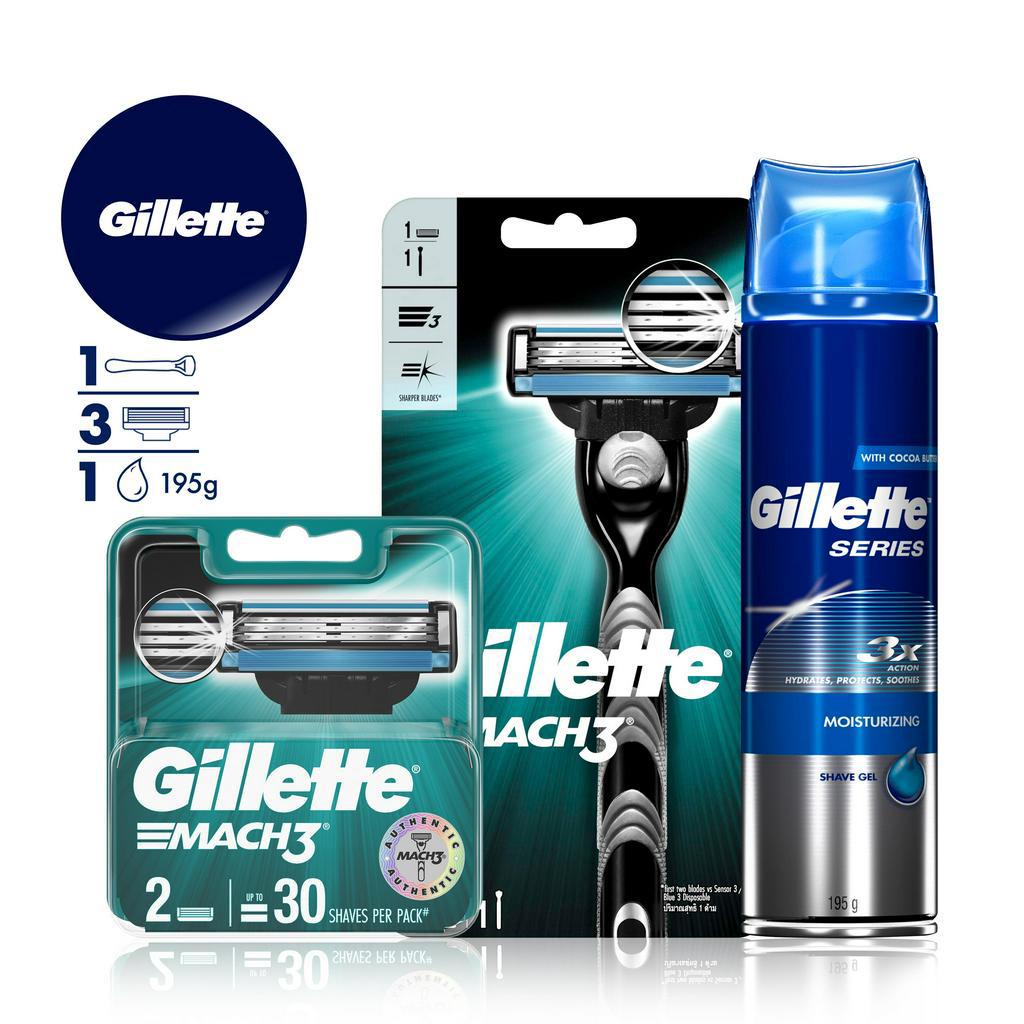 Jual Gillette Paket Alat Cukur Mach 3 Razor + 2 Pisau Cukur Isi Ulang + Foamy 175 gr | Shopee ...
