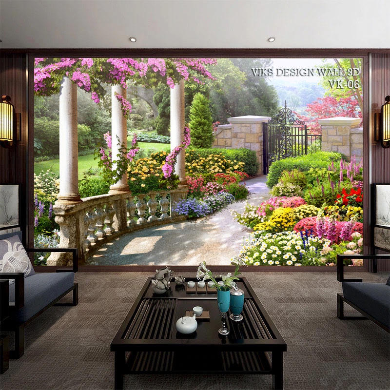 Jual CETAK Wallpaper Dinding TemaPemandangan Taman Bunga Terindah, 3d ...