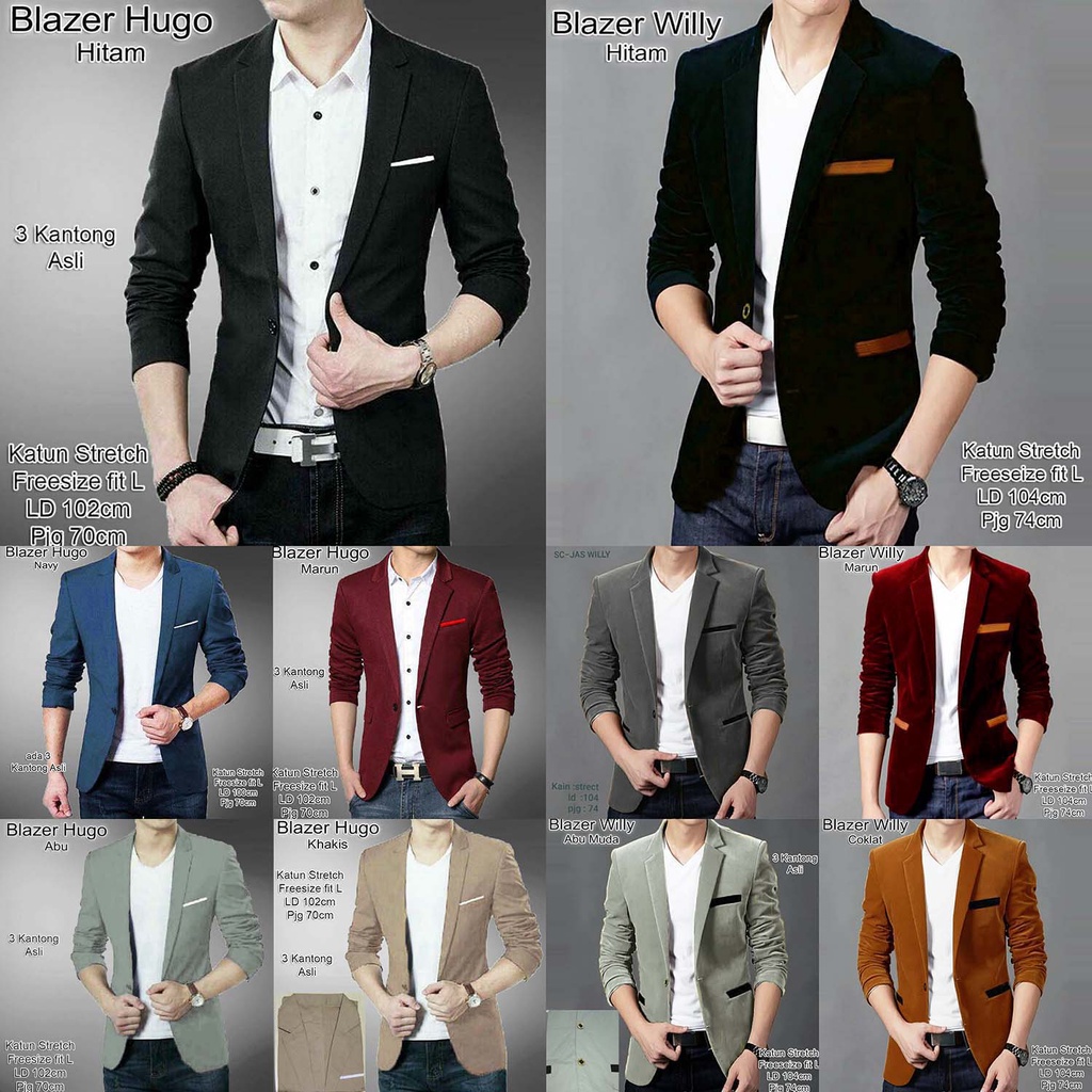 Jual BPS COD [busanapriashop] Blazer Pria HUGO WILLY blazer cowok jas ...