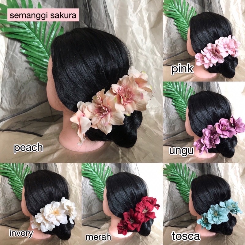 Jual semanggi / sirkam / harnet sakura/ bunga kain/ hiasan sanggul ...