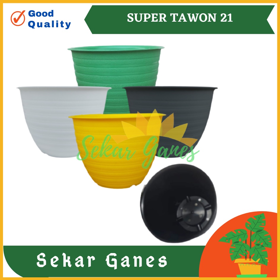 Jual POT SUPER TAWON 21 CM PUTIH TAWON POT 22 PLASTIK 21CM VAS POT ...