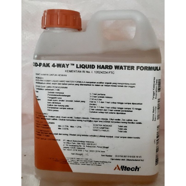 Jual ACID-PAK 4-WAY LIQUID HARD WATER 1Liter (expaid tgl 1-11-2022 ...