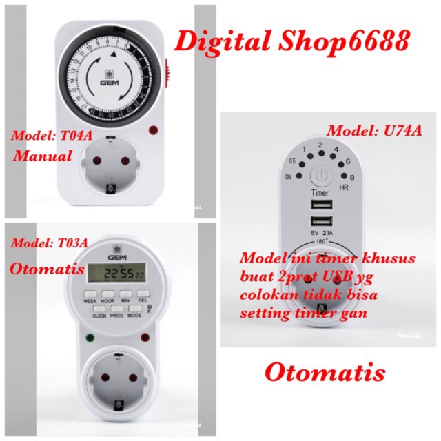 Jual Timer Digital Stop Kontak Listrik Manual & Otomatis & Otomatis + 2 ...