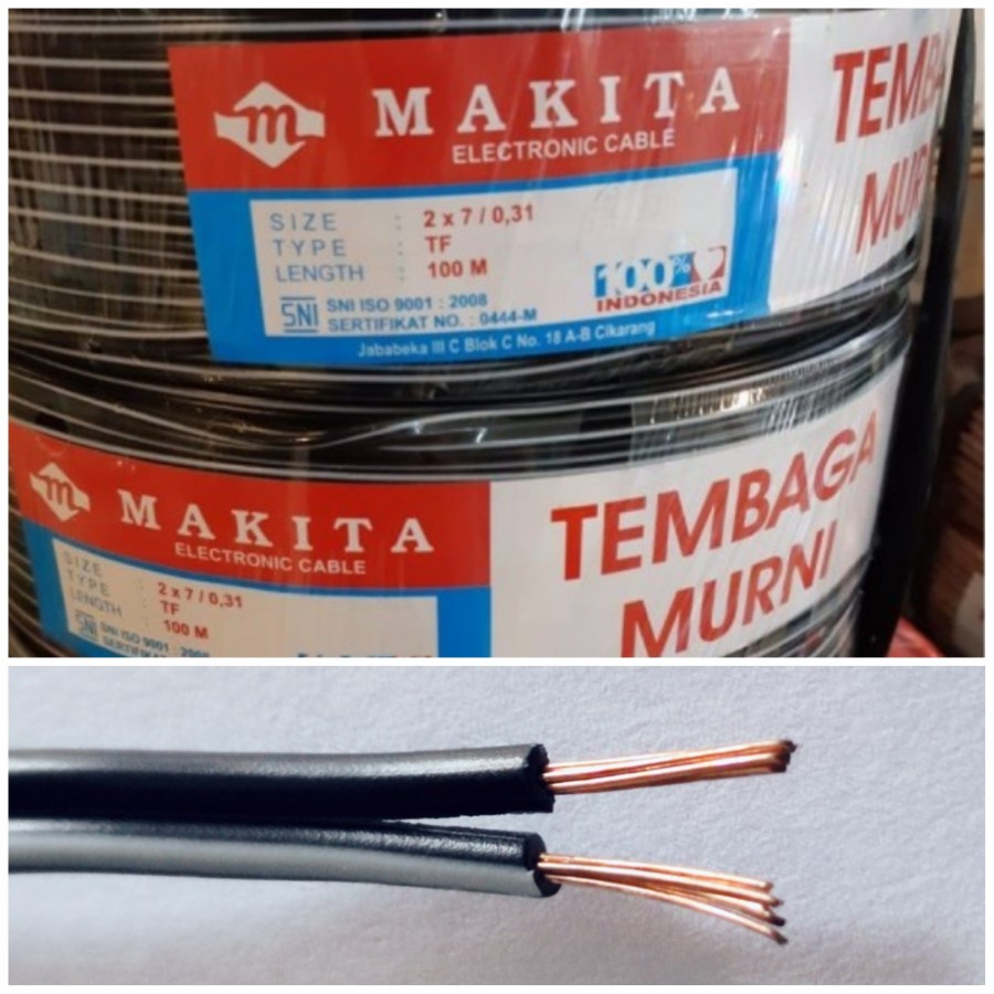 Jual kabel twin flat makita 2x7 / kabel twin speaker tweeter walet ...