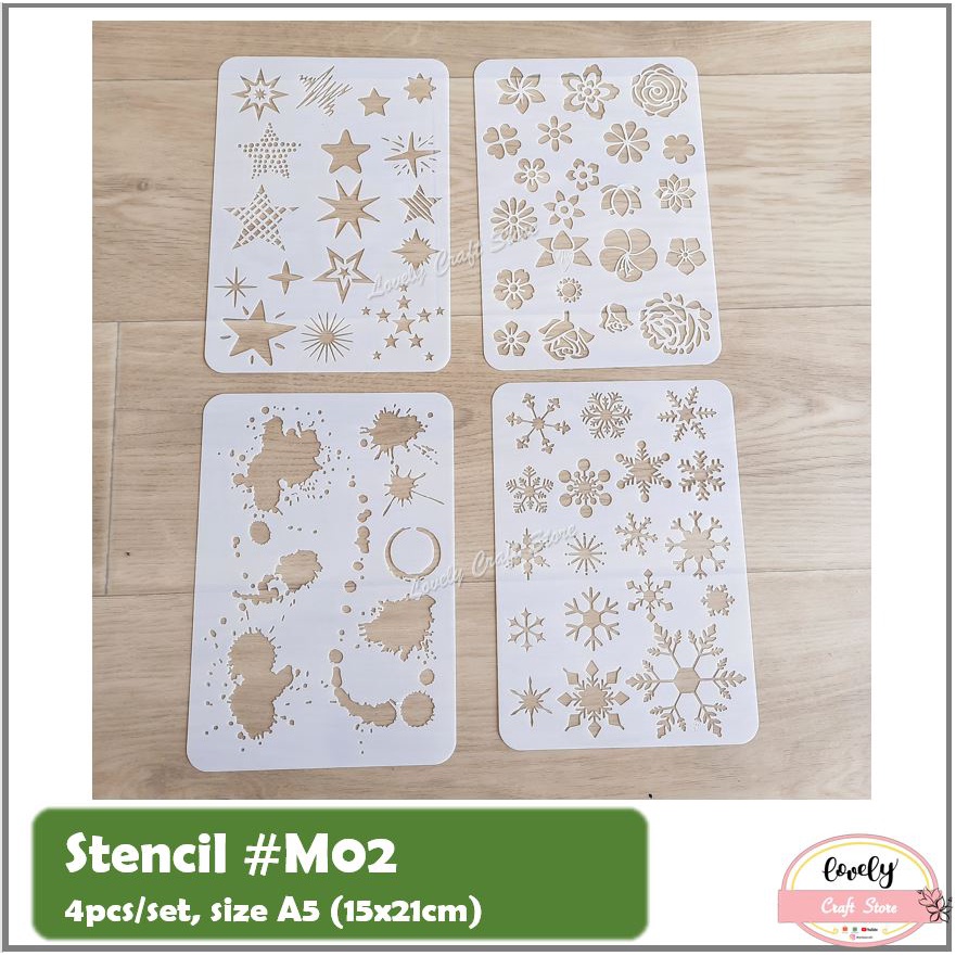 Jual LovelyCraftStore | M02 ~ 4pcs/set cetakan plastik stensil stencil ...