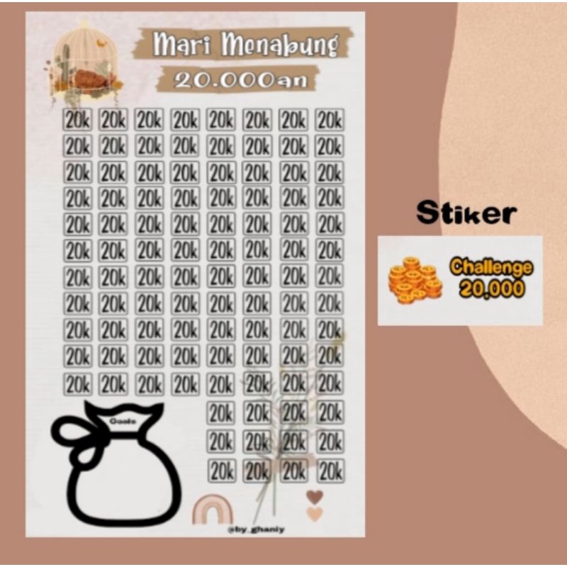 Jual Challenge Menabung A6 + Stiker | Shopee Indonesia