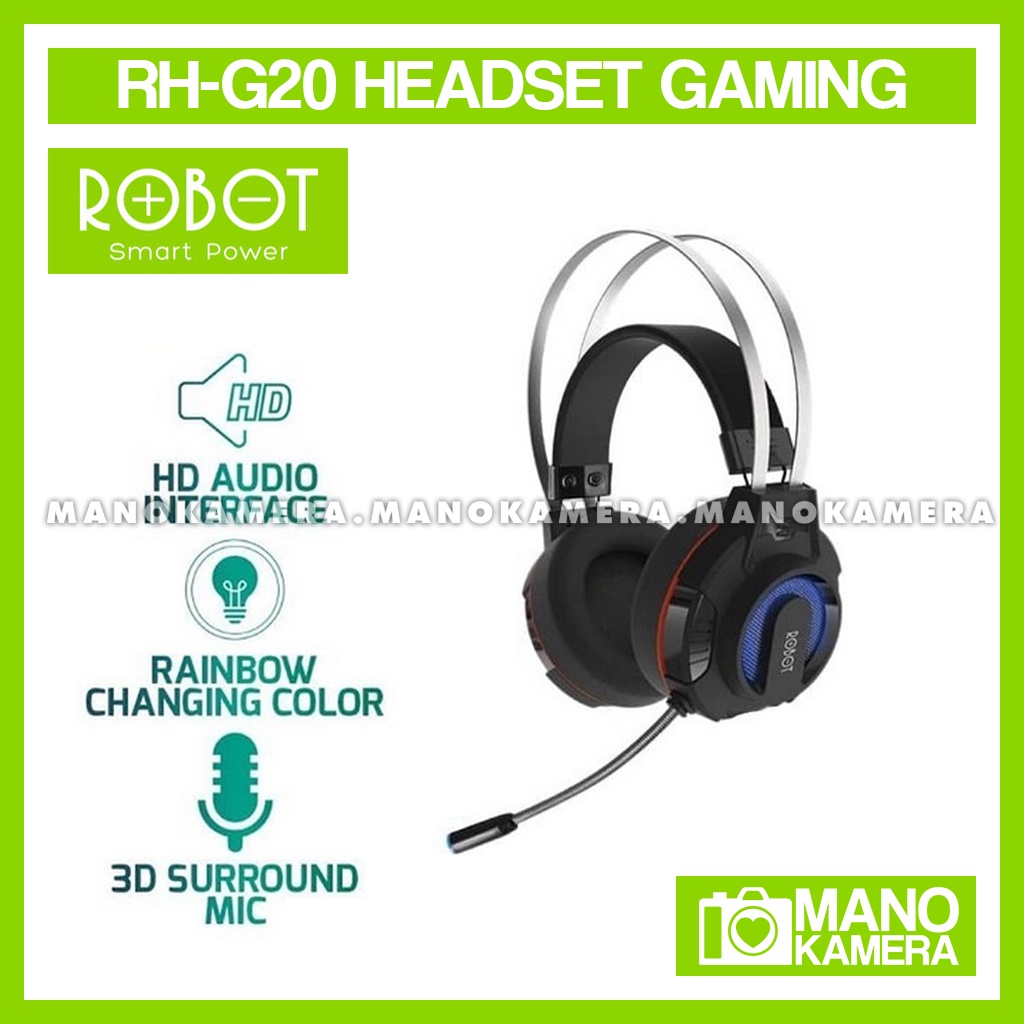 Jual Robot RH-G20 Headphone Gaming HP Wired Headset 7 LED Color Bass ...