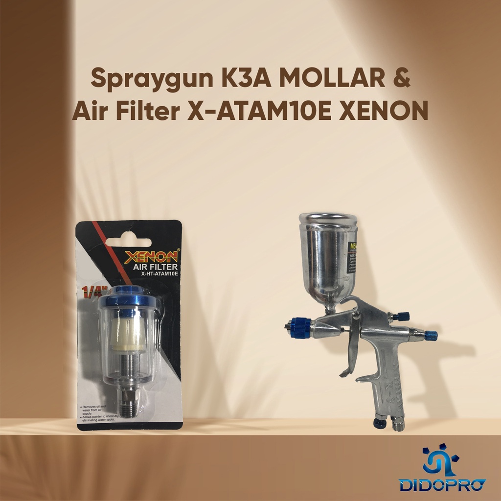 Jual PAKET Spray Gun MOLLAR MLR K3 Tabung Atas 200cc FREE Air Filter ...