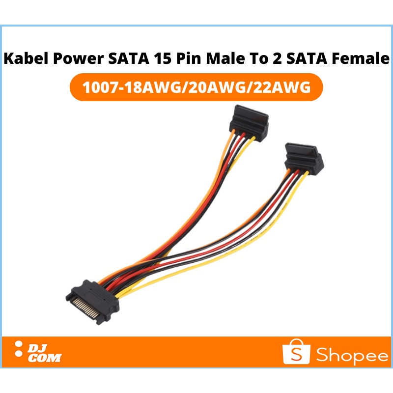 Jual Kabel Power SATA 15 Pin Male To 2 SATA Female Harddisk HDD SSD ...
