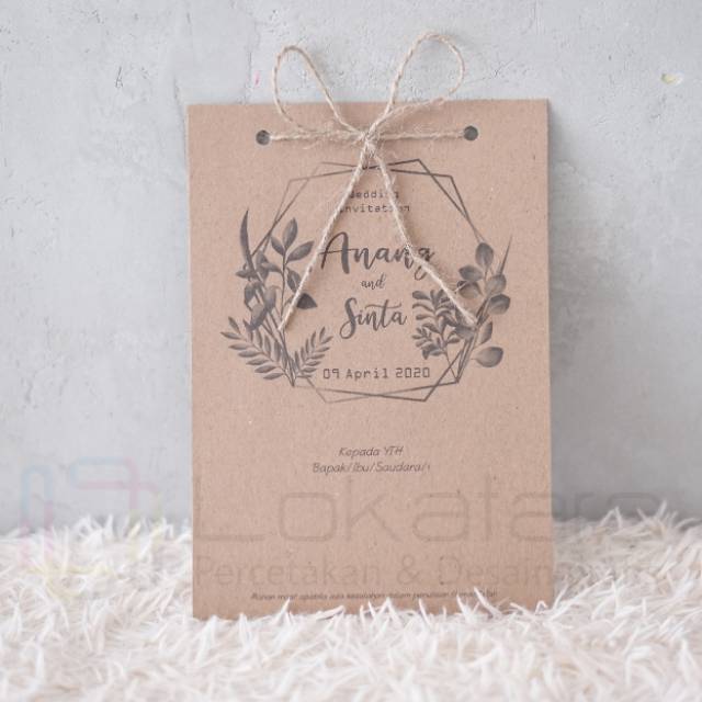 Jual Undangan Pernikahan Rustic Vintage Klasik Murah Coklat Tali 002 ...
