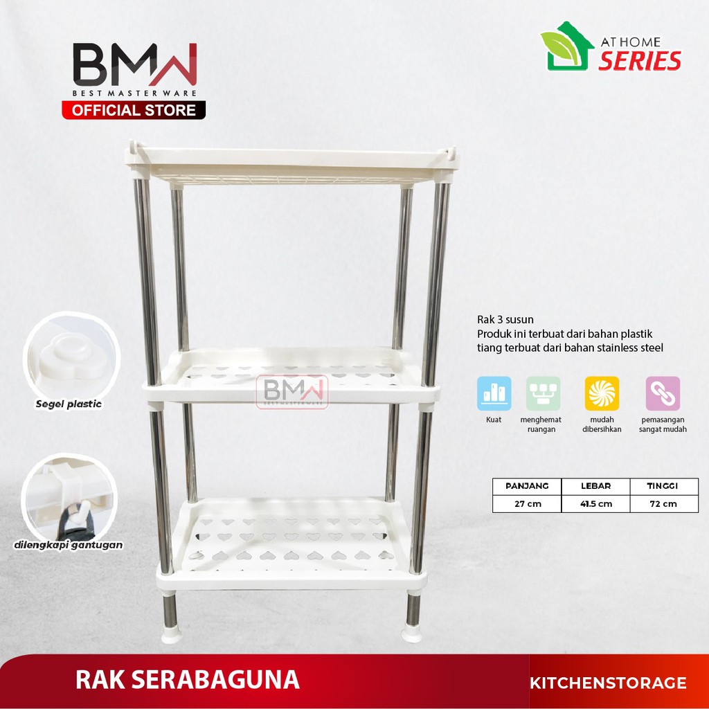 Jual BMW Kitchen Ware - Rak Bumbu / Kamar Mandi Petak Plastik 3 Susun ...