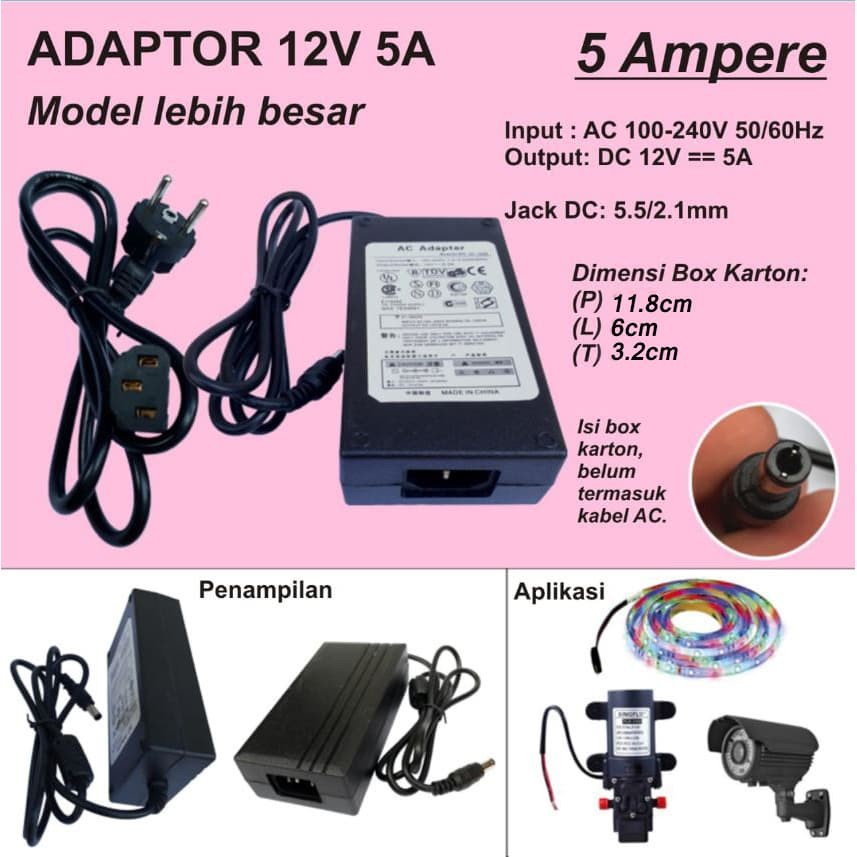 Jual Adaptor 5A 12V Model Lebih Besar | Shopee Indonesia