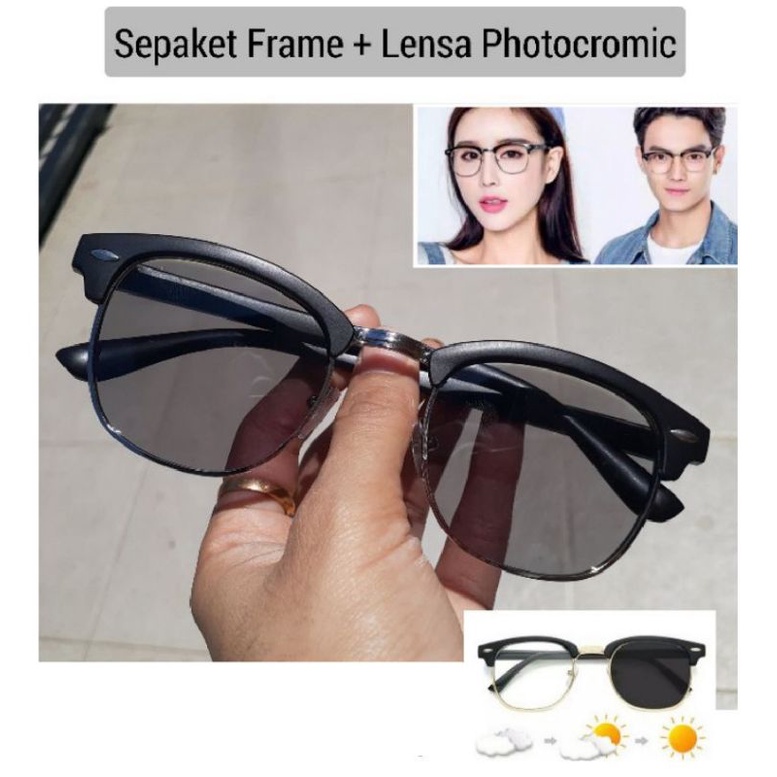 Jual Kacamata Lensa Photocromic Pria Wanita Half Frame Photochromic ...