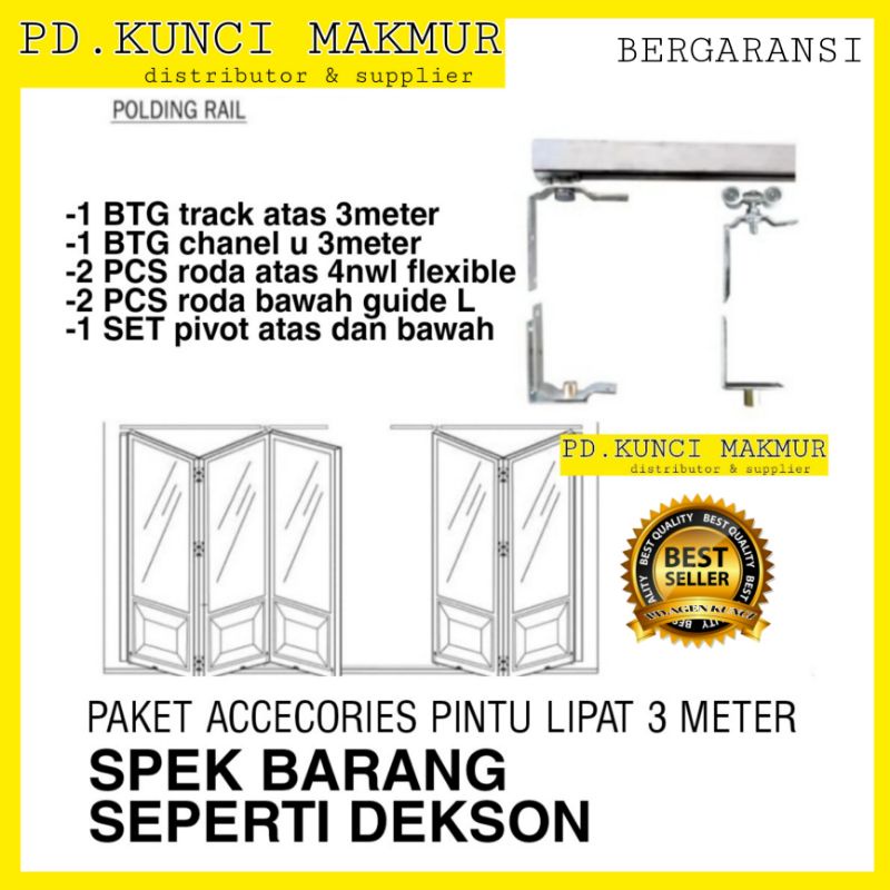 Jual PROMO rel pintu lipat complete 3meter roda pintu lipat flexible ...