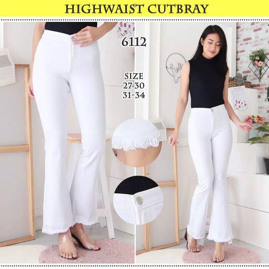 Jual HW CUTBRAY JEANS PUTIH / HW JEANS STRETCH CUTBRAY PUTIH / HWCUTBRAY | Shopee Indonesia