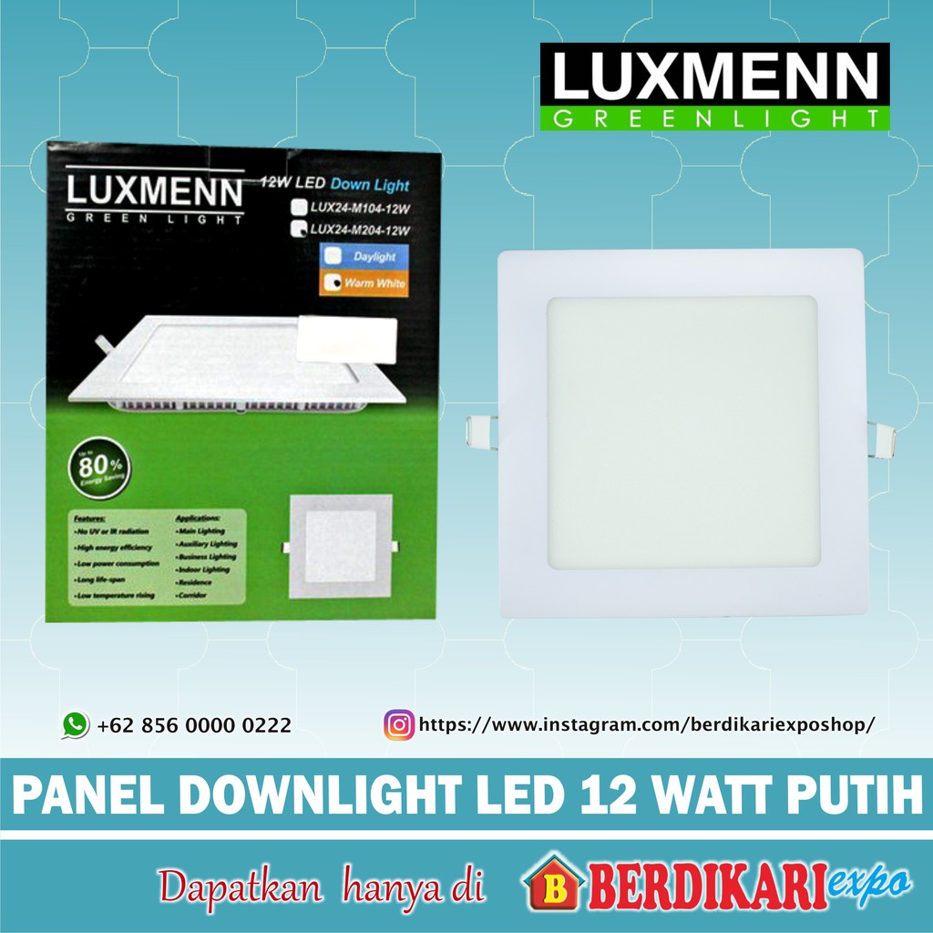 Jual LUXMENN PANEL DOWNLIGHT LED KOTAK 12 WATT PUTIH | Shopee Indonesia