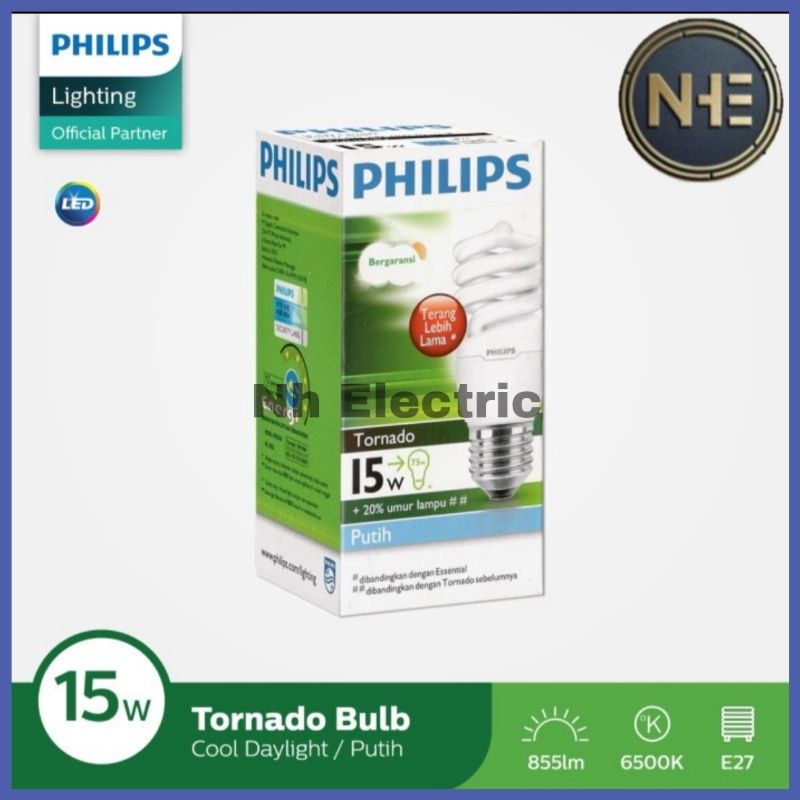 Jual Lampu Philips Tornado 15W Watt Putih CDL E27 - Spiral 15 Watt Philips White 220V SNI ...