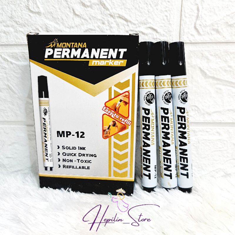Jual Spidol Permanent Hitam ECER 1 Biji / Spidol Besar Montana ...