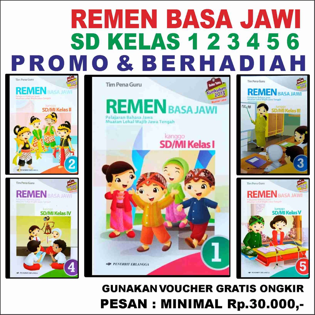Jual Jijexov BUKU REMEN BASA JAWI SD Kelas 1 2 3 4 5 6 PROMO * ERLANGGA ...