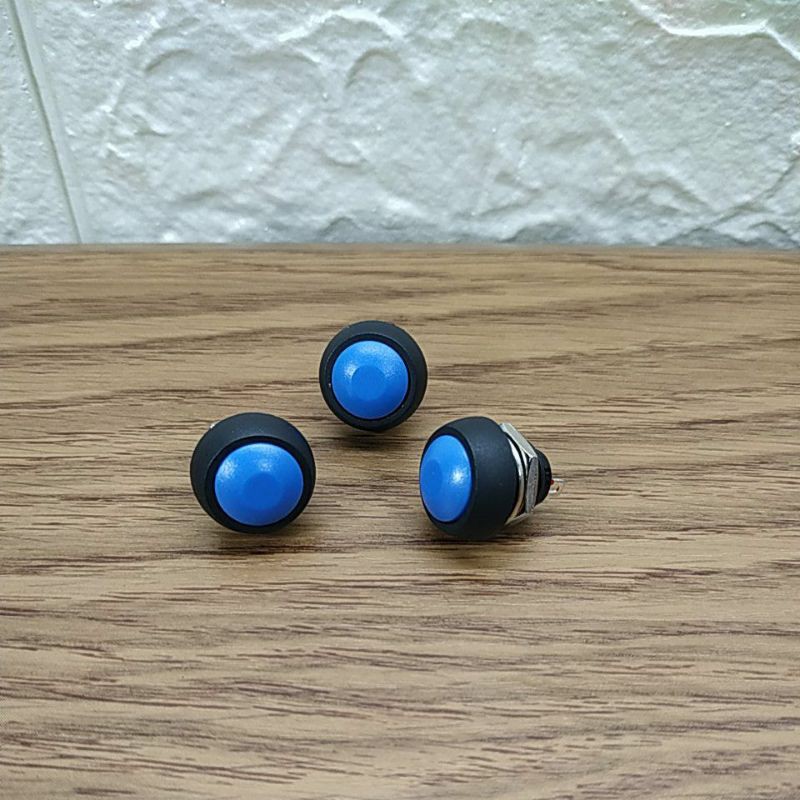 Jual Push Button Switch 12mm Biru Saklar Tekan 12mm Biru 2Pin Momentary ...