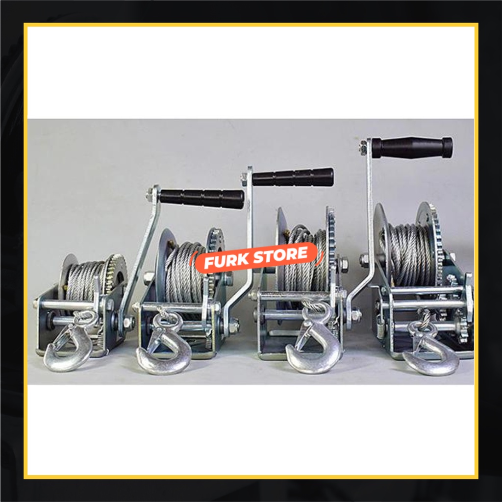 Jual Hand Winch 2500lbs / 1100kg + Wire Rope 7m HWW03 [HANDLE ERGONOMIS ...