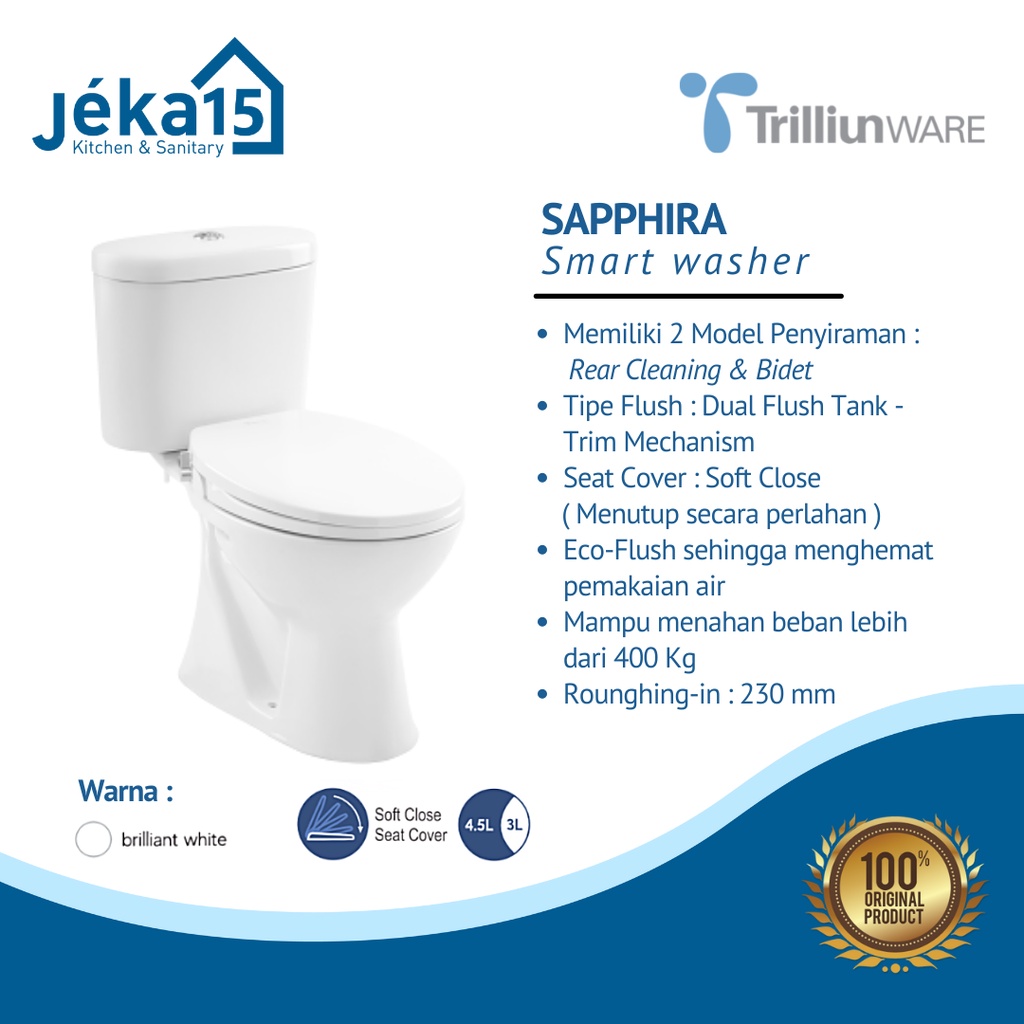 Jual CLOSET DUDUK | MONOBLOK | TRILLIUNWARE SAPPHIRA SMART WASHER ...