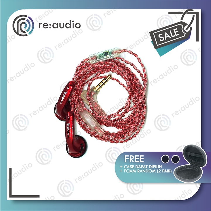 Jual Earphone Vido Recable Crystal Red With Mic Earbud Legend Bass ...